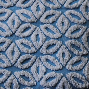 Sky Blue Daisy Vintage Chenille Fabric, 20 X 24' Inch Piece, 100% ...