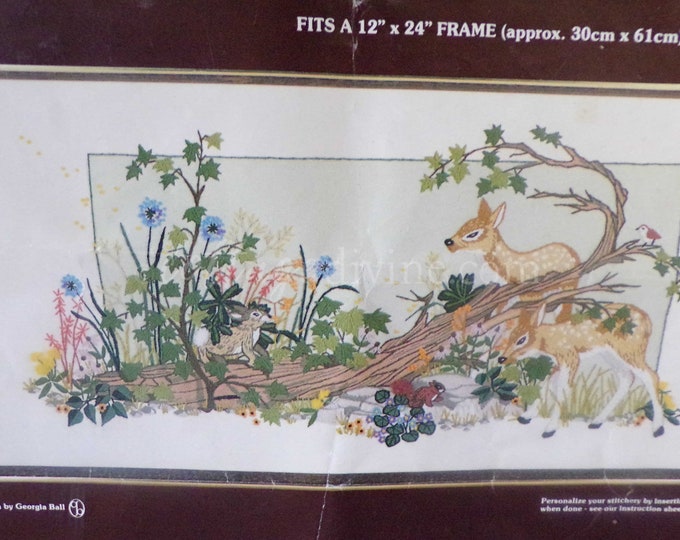 FOREST FRIENDS Crewel Stitchery Kit, Hippie Woodland Scene, Vintage ...