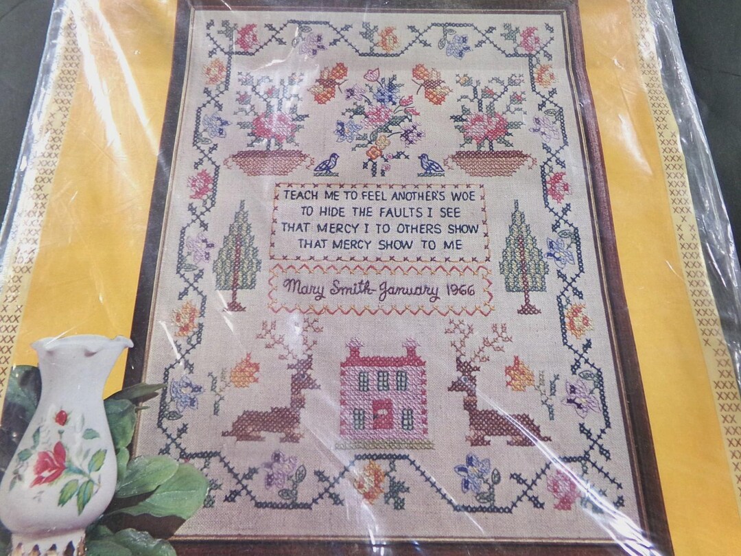 TEACH ME Cross Stitch Sampler Kit Vintage Paragon Needlecraft 0974 ...