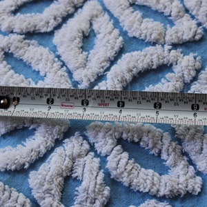 Sky Blue Daisy Vintage Chenille Fabric, 20 X 24' Inch Piece, 100% ...