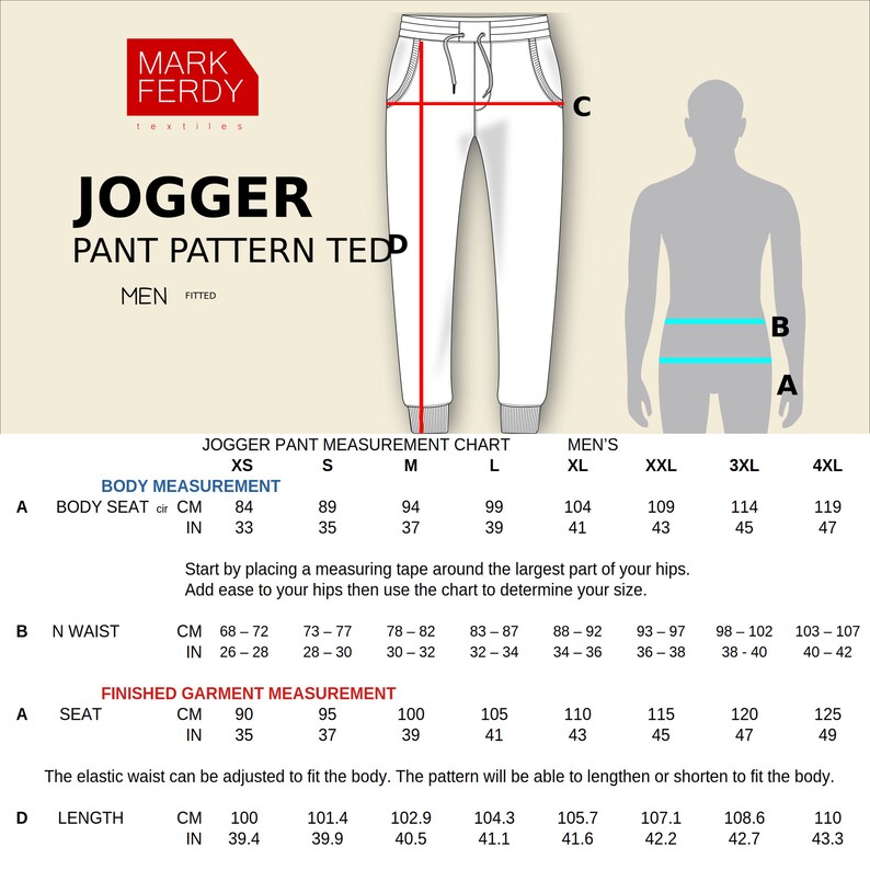 PDF Jogger Pant Sewing Pattern for Men XS / 4XL - Etsy UK