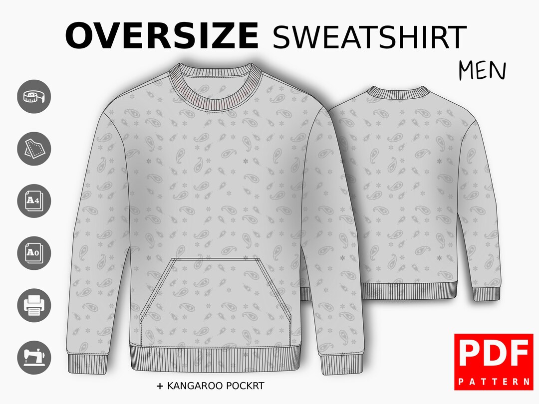 PDF Oversize Sweatshirt Sewing Pattern for Men XS / XXL - Etsy
