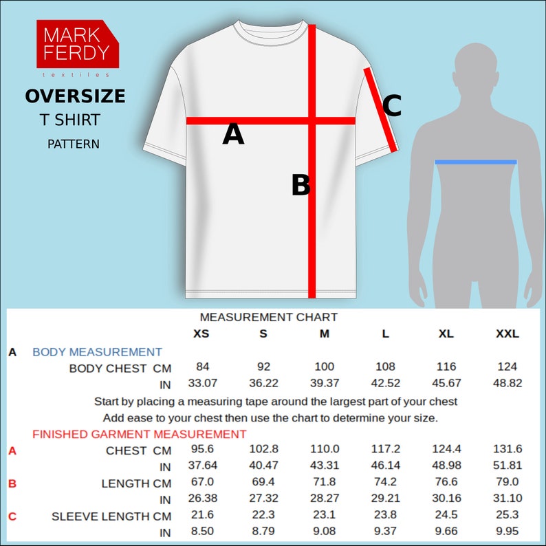 PDF Oversize T Shirt Sewing Pattern for Men XS / XXL - Etsy UK