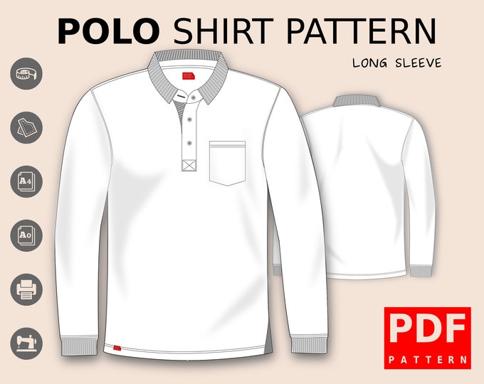 Men's Dress Shirt Sewing Pattern, Polo Shirt Pattern, Dress Shirt ...