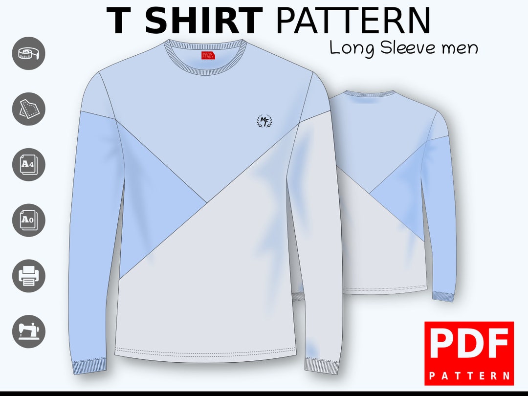 PDF T Shirts Long Sleeve Sewing Pattern for Men XS / 3XL - Etsy