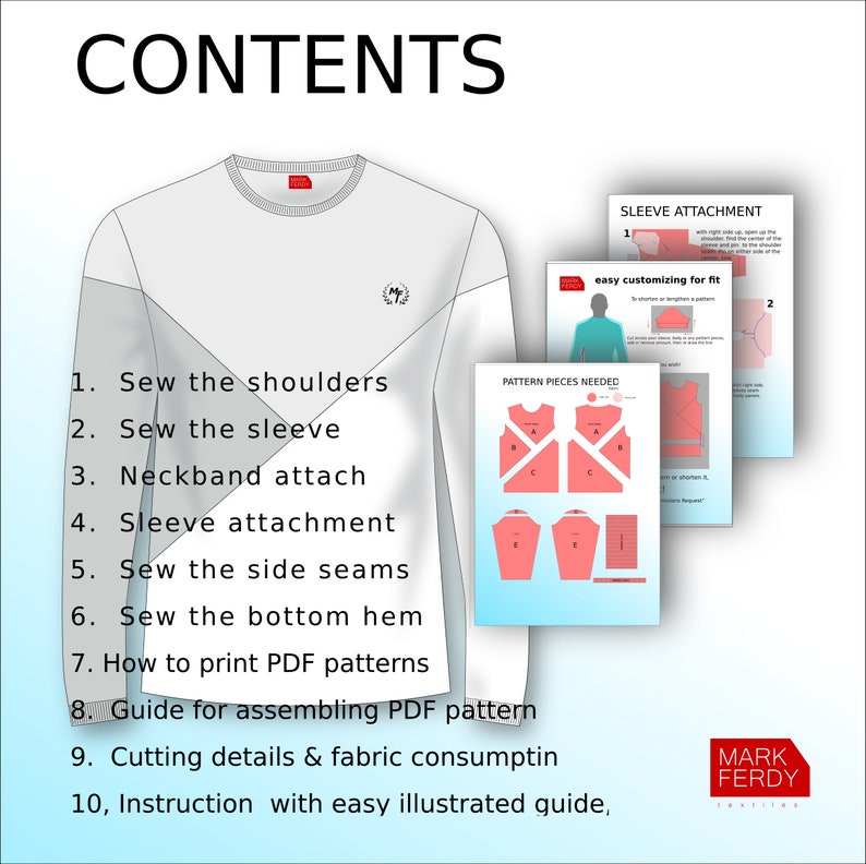 PDF T Shirts Long Sleeve Sewing Pattern for Men XS / XXL - Etsy