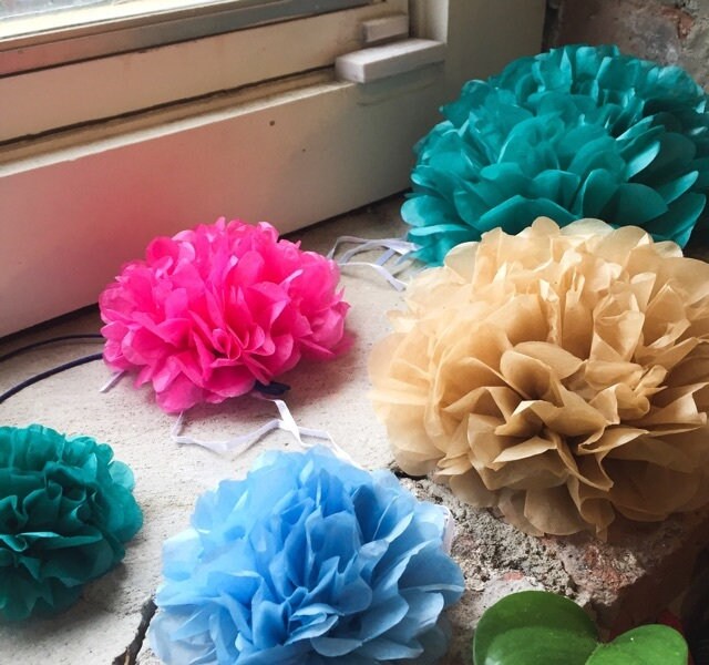 Tissue Paper Flower Pom Poms | DIY Decoration | 40cm | Sold by Each ...