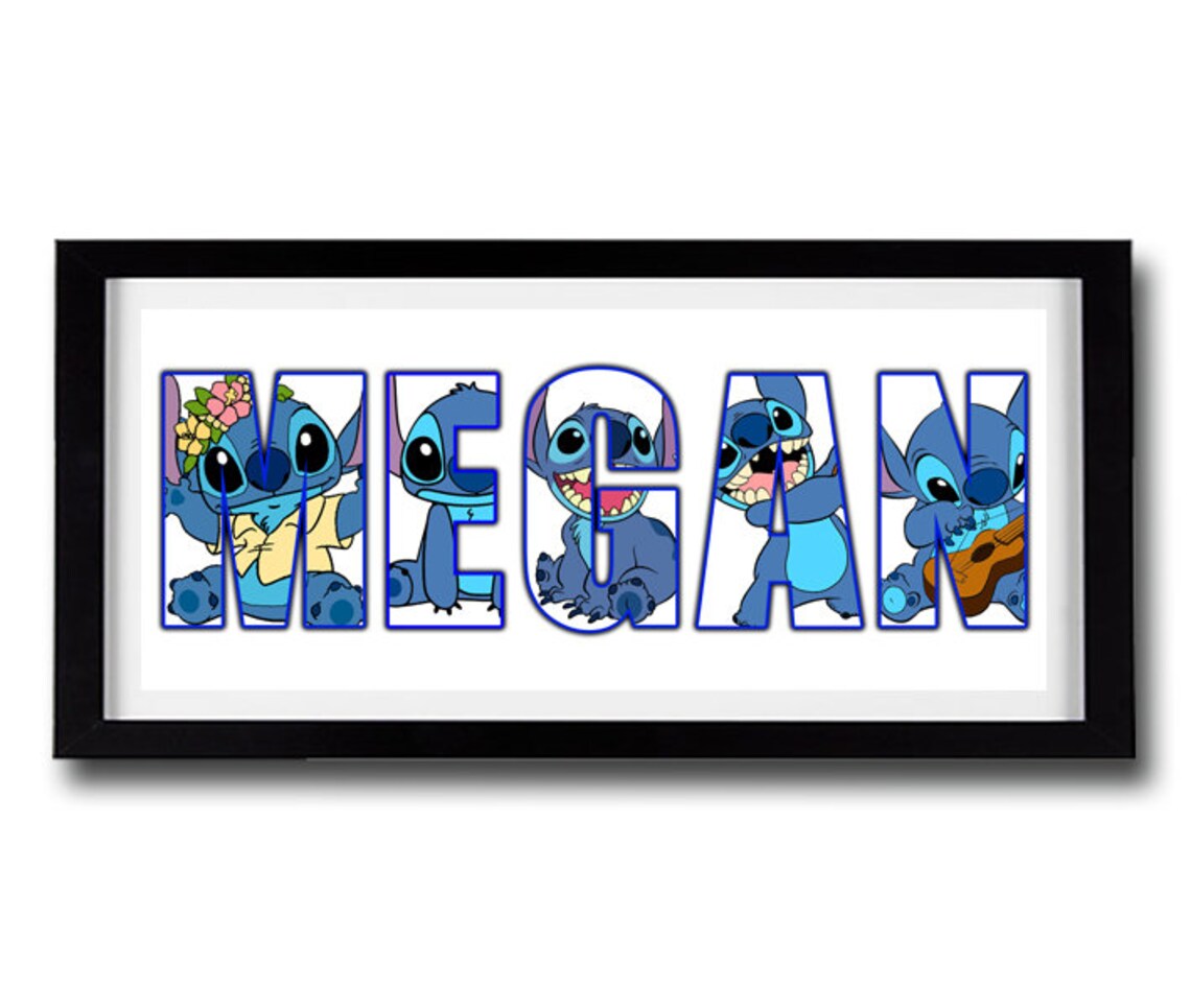 DISNEY STITCH Personalised Name Print Fully Framed Choice | Etsy