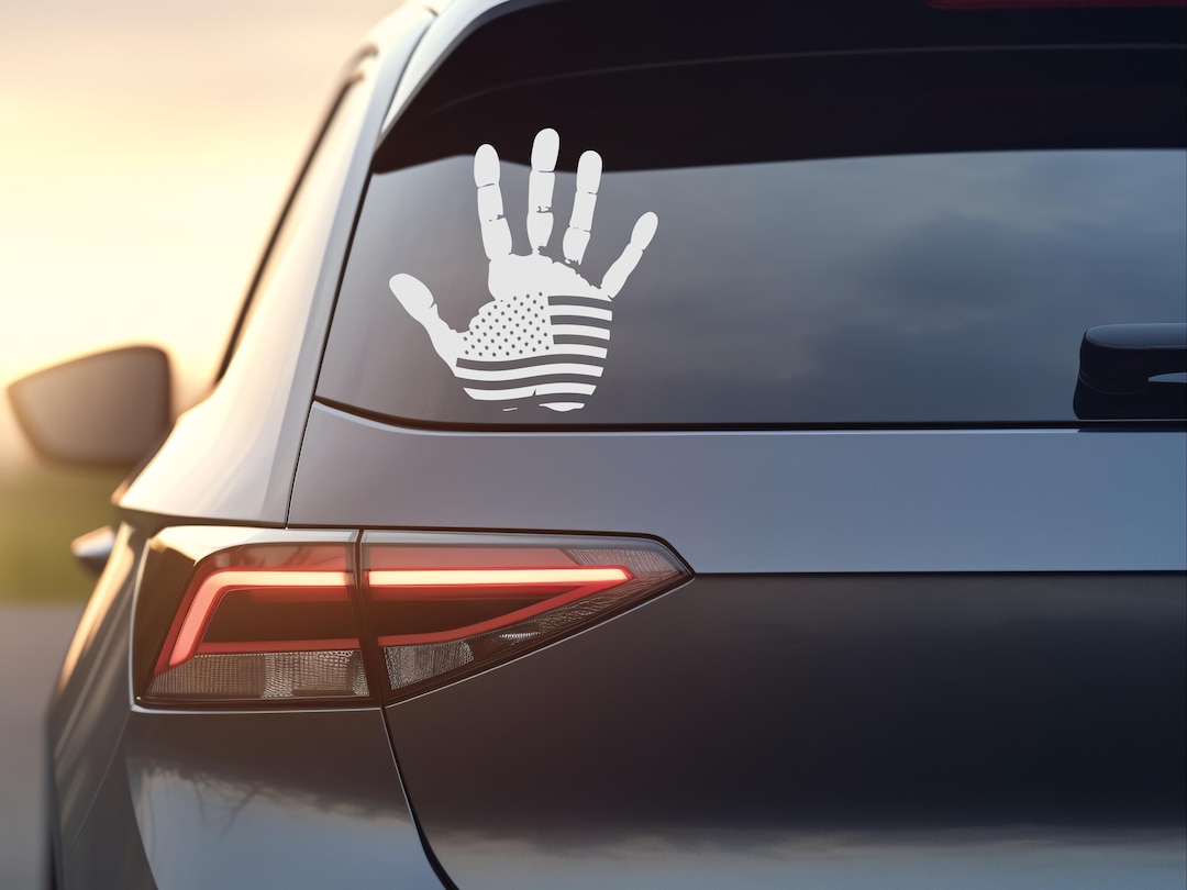 Waving Hand Flag Decal - Premium Matte Black Vinyl Exterior Decal - Etsy