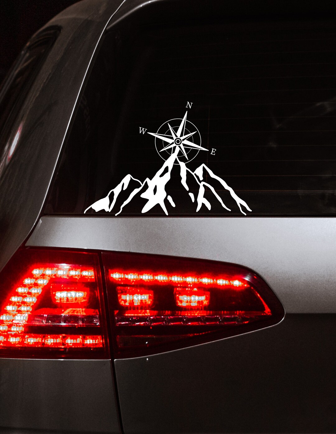 Mountain W/ Compass Car Decal Any Color Computer Decal Vinyl Tumbler ...