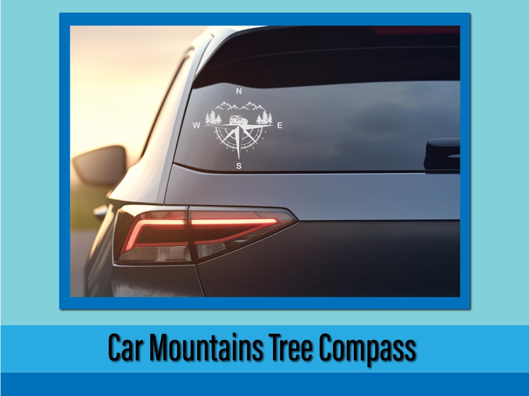 Car Mountains Tree Compass Car Decal | Funny | Car Decal | Any Color ...