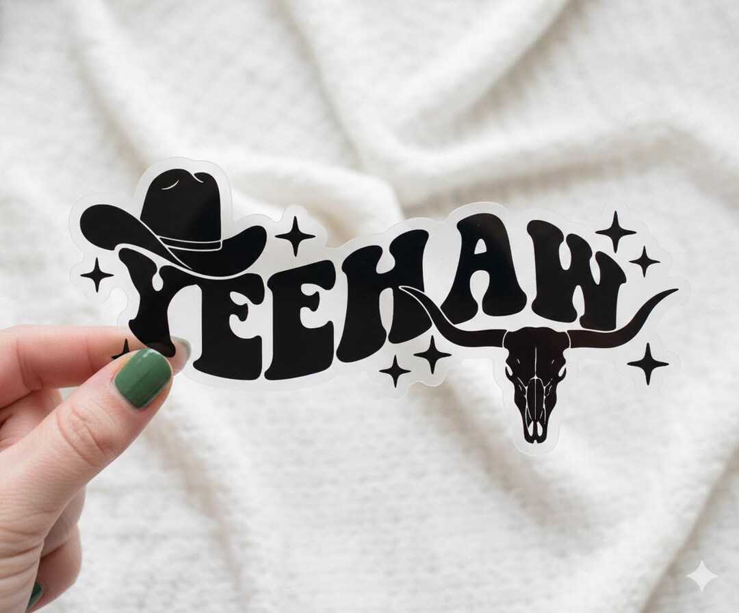 Cowboy " Yeehaw" Decal Sticker: Matte Black Vinyl - Fits Cars and ...