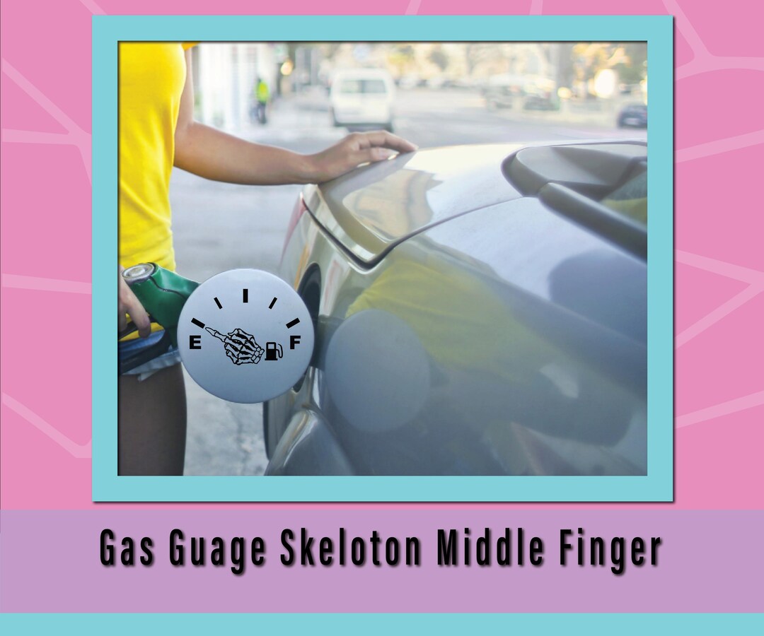 Skeleton Gas Gauge Decal, Middle Finger Fuel Sticker, Funny Car Decal ...