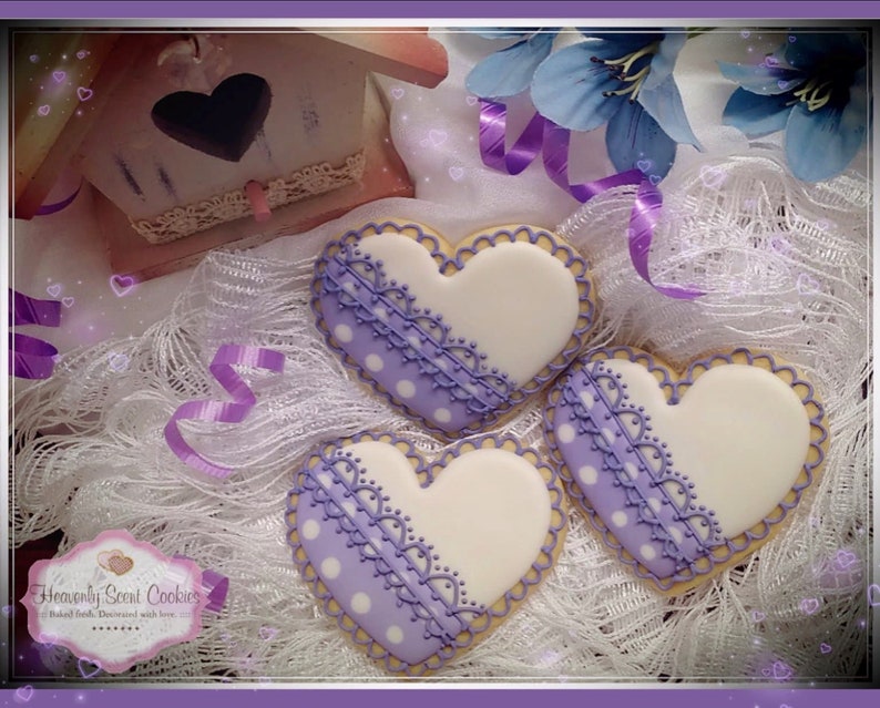 Pretty Purple Heart Lace Decorated Sugar Cookies - Etsy