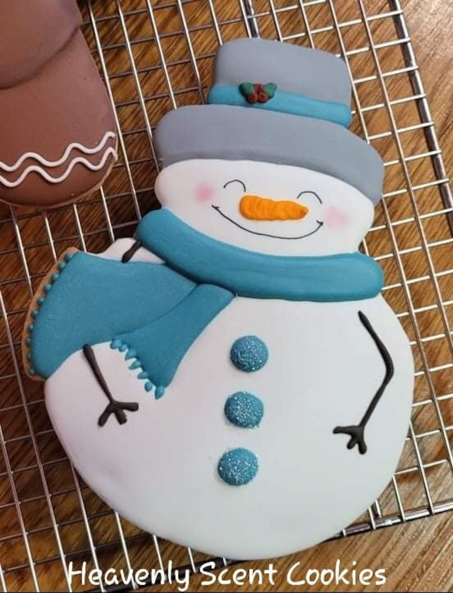 Adorable Large Snowman Decorated Sugar Cookie - Etsy