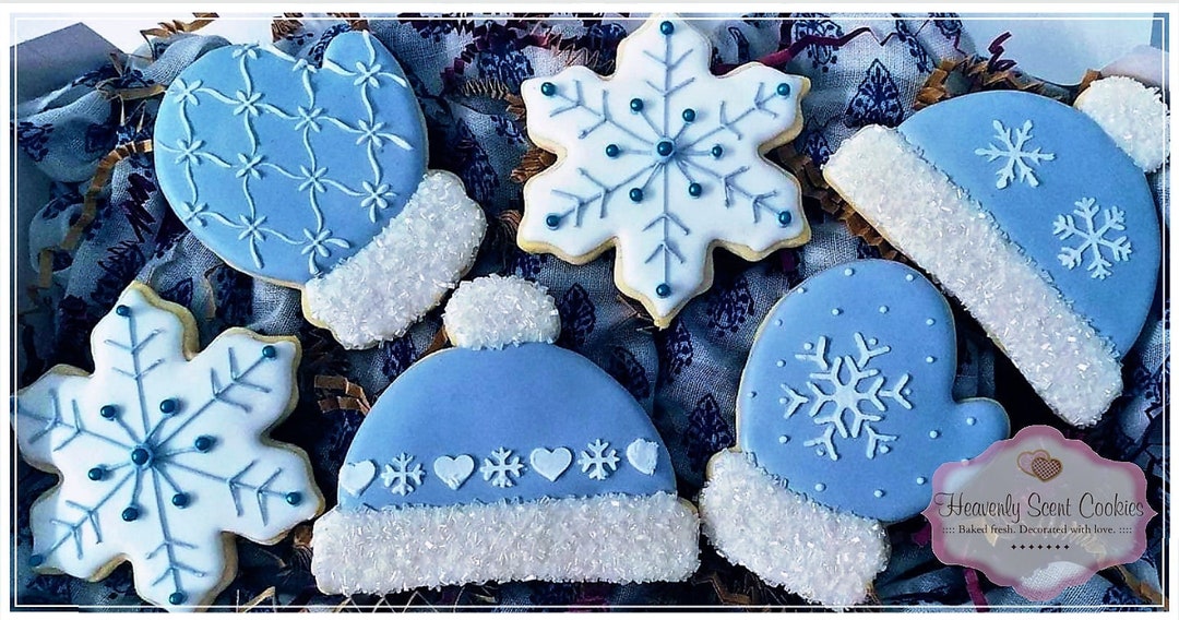 Winter Holiday Mittens Hats & Snowflakes Decorated Sugar Cookies - Etsy