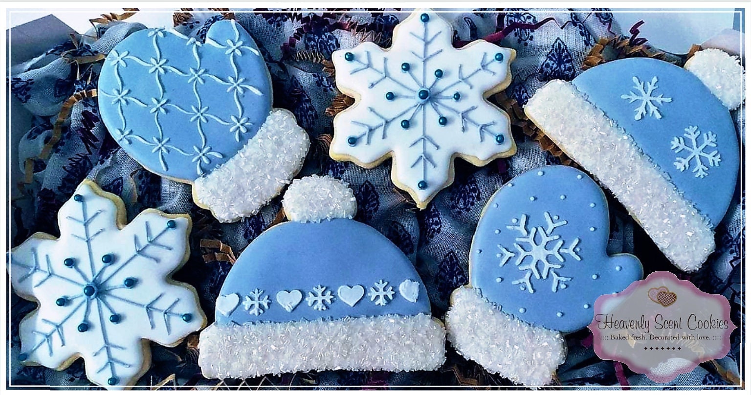 Winter Holiday Mittens Hats & Snowflakes Decorated Sugar Cookies - Etsy