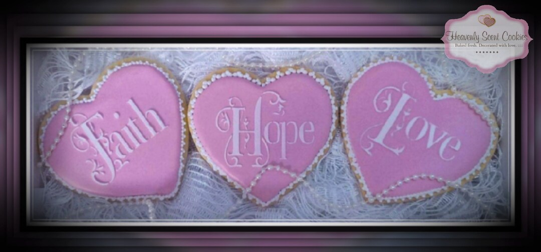 Faith Hope Love Heart Decorated Sugar Cookies - Etsy