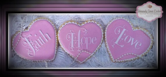 Faith Hope Love Heart Decorated Sugar Cookies | Etsy