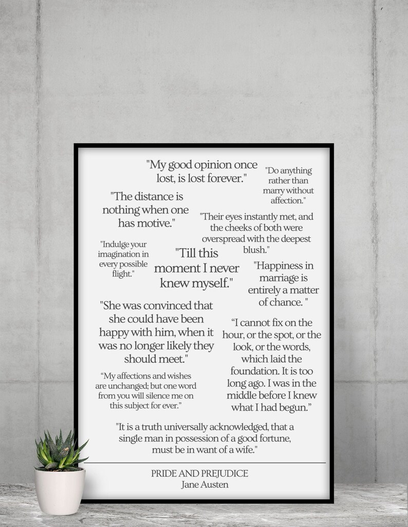 Pride and Prejudice Best Quotes DIGITAL Downloadprints - Etsy