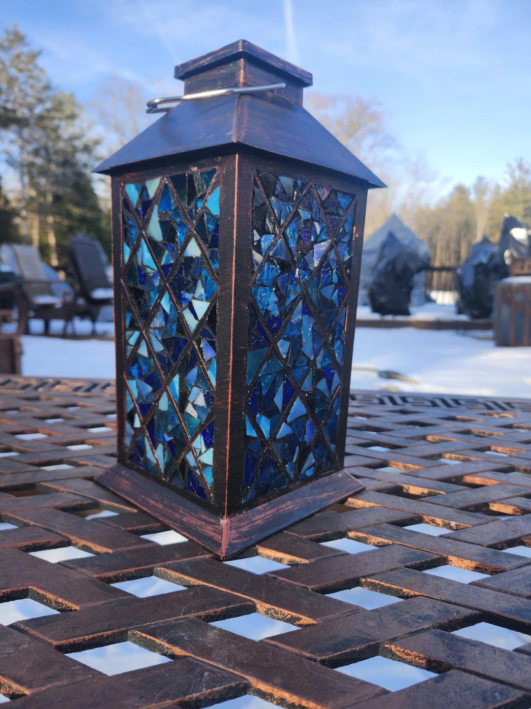 Handcrafted Stained Glass Garden Lantern - Etsy