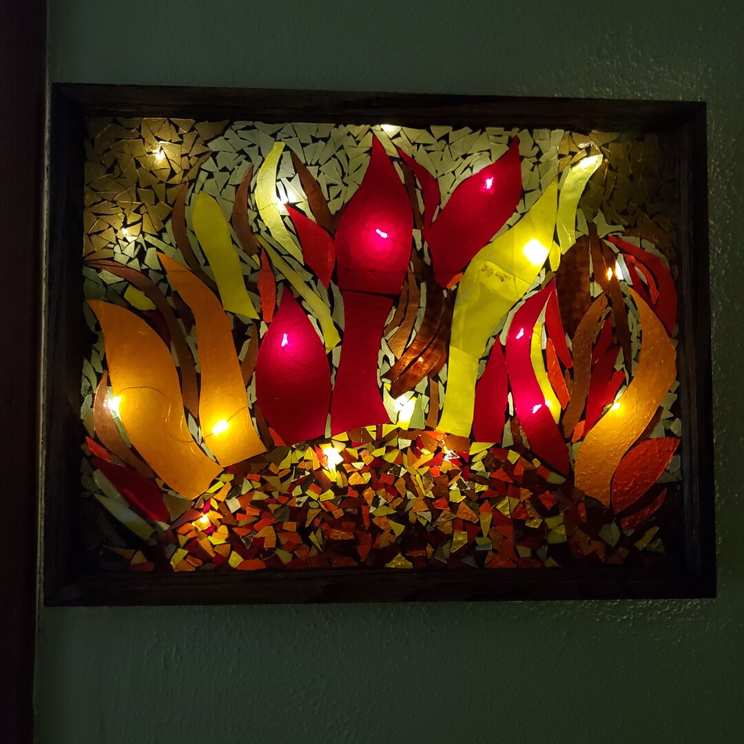 Handcrafted Smoldering Fire Stained Glass Mosaic - Etsy