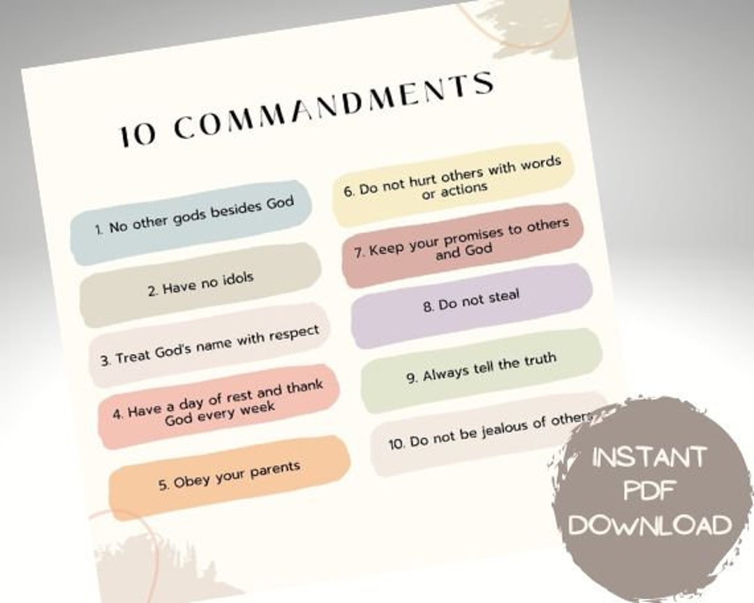 10 Commandments, Pastel Theme, Christian, Sunday School - Etsy