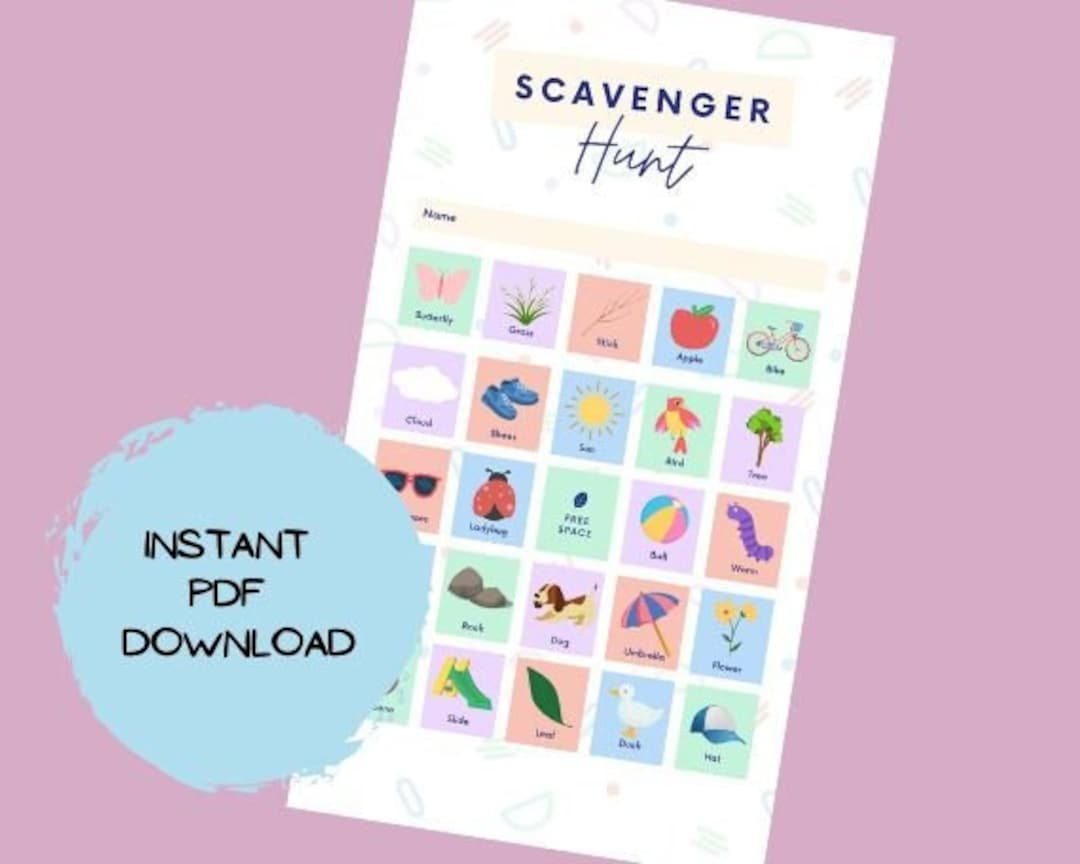 Outdoor Scavenger Hunt Bingo, Kid's Activity - Etsy