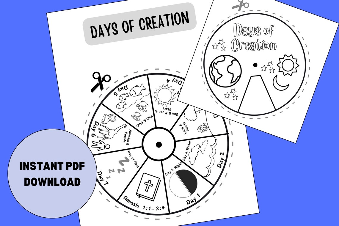 Days of Creation Wheel, Sunday School Activity, Bible Lesson, Printable ...