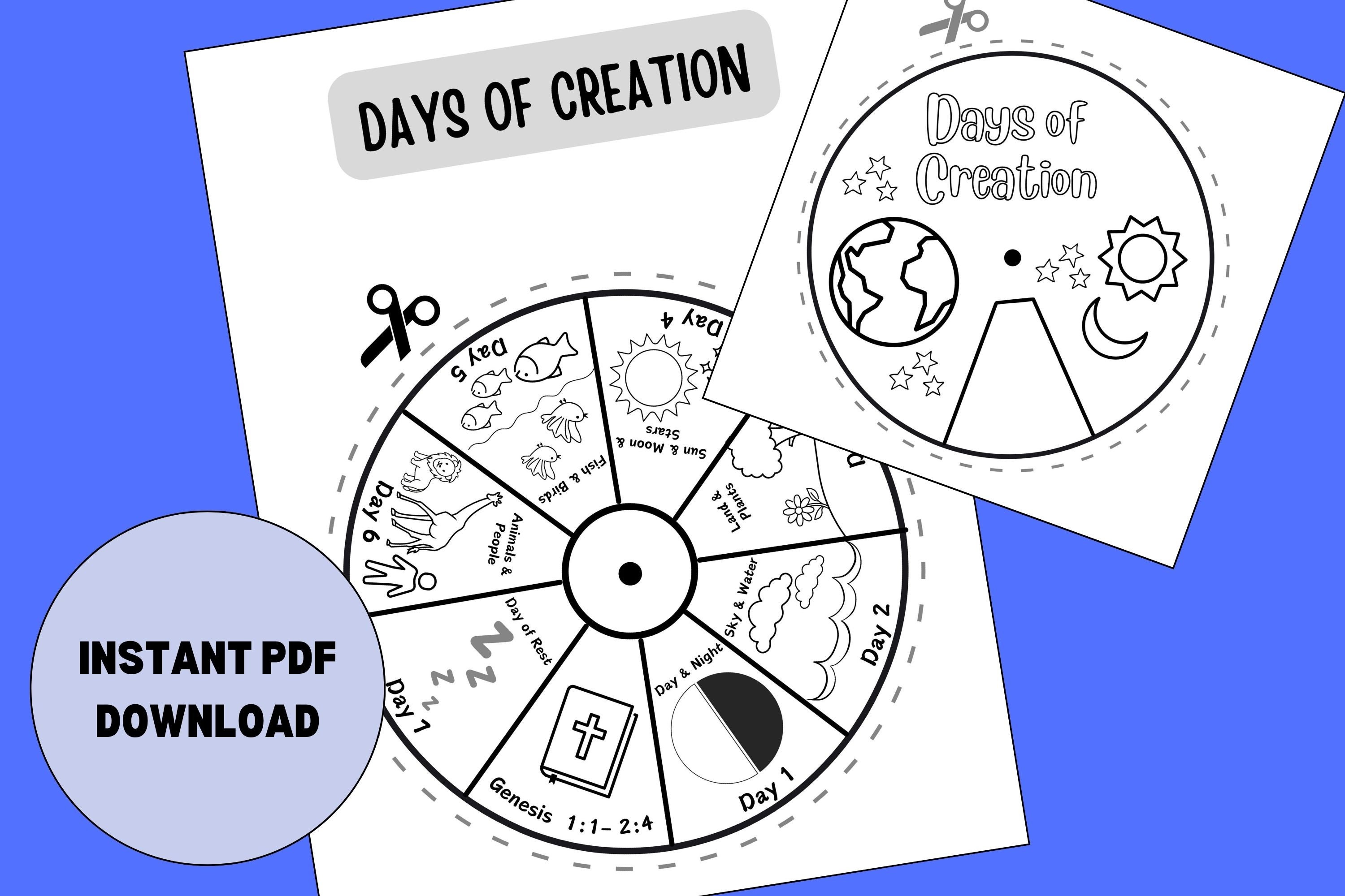 Days of Creation Wheel, Sunday School Activity, Bible Lesson, Printable ...