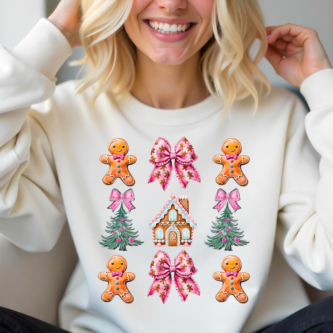 Gingerbread Christmas Pink Bow Festive Coquette Holiday PNG | Holiday ...