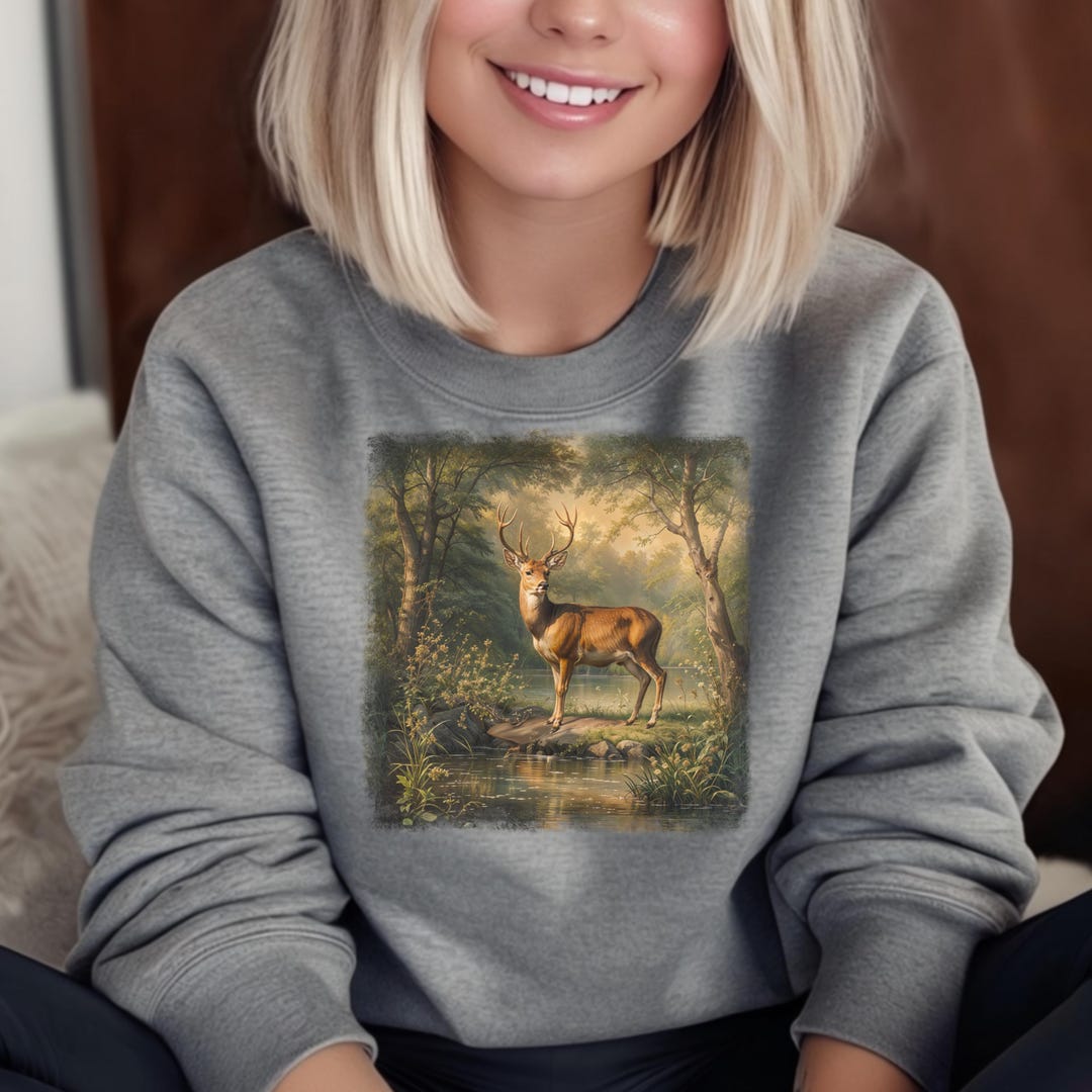 Vintage Deer in Forest PNG | High-resolution Design for Sublimation ...