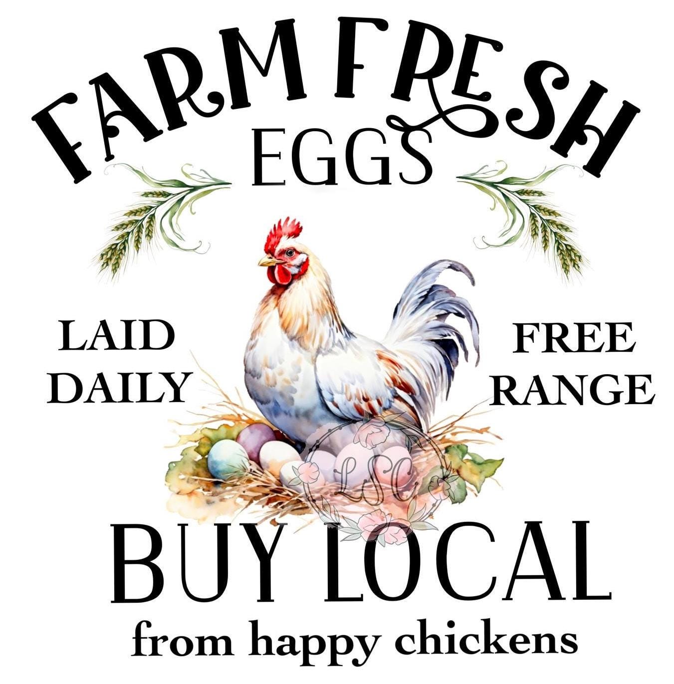 Farm Fresh Eggs PNG | Vintage Farmhouse Rooster Design | Free Range Buy ...