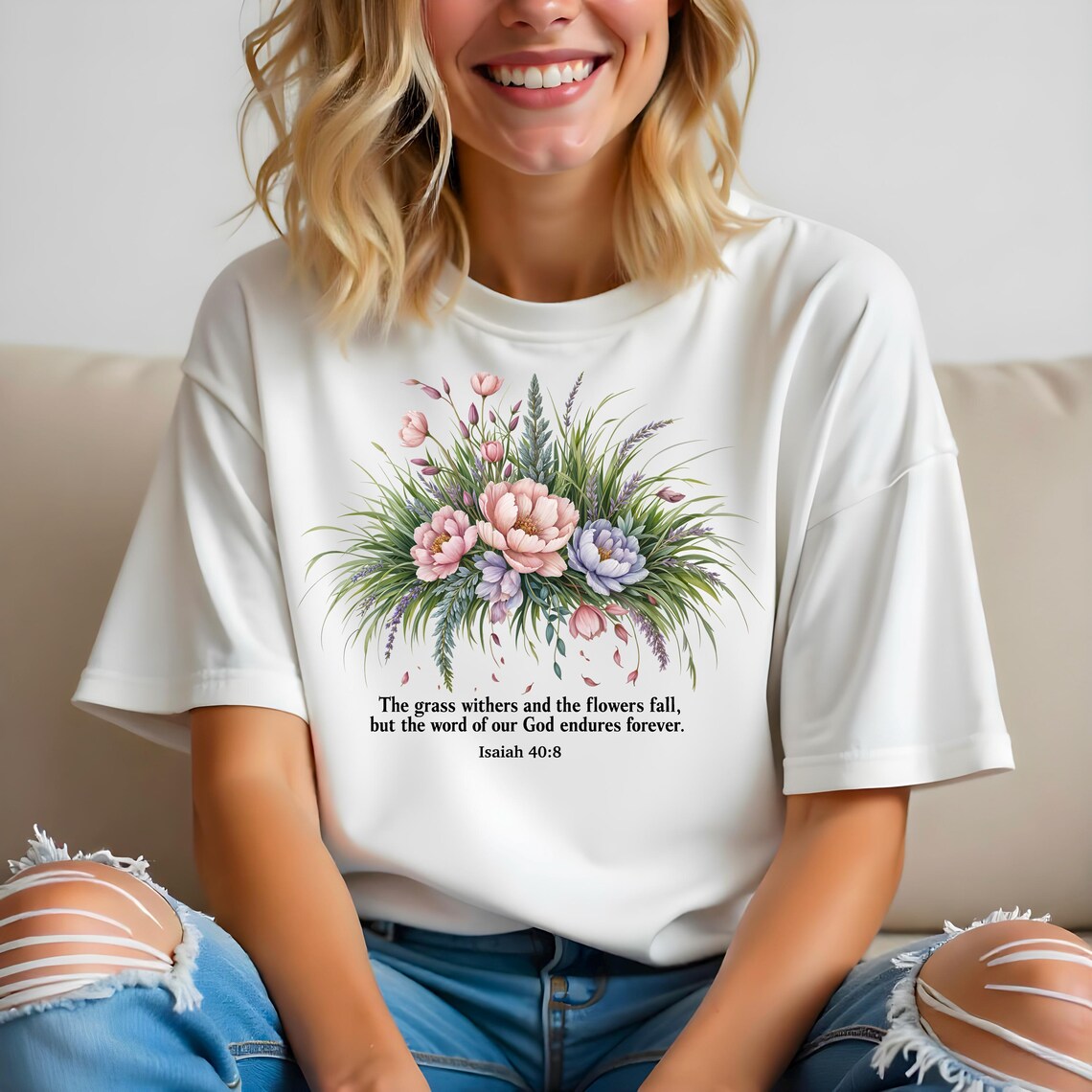 Isaiah 40:8 Floral Bible Verse PNG Boho Christian Faith Sublimation ...