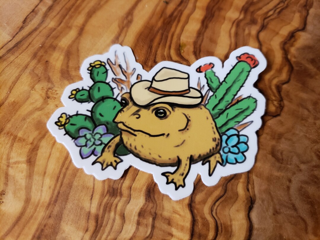 Country Toad Sticker - Frog Decal - Frog Lover Gift - Cactus Lover Gift ...