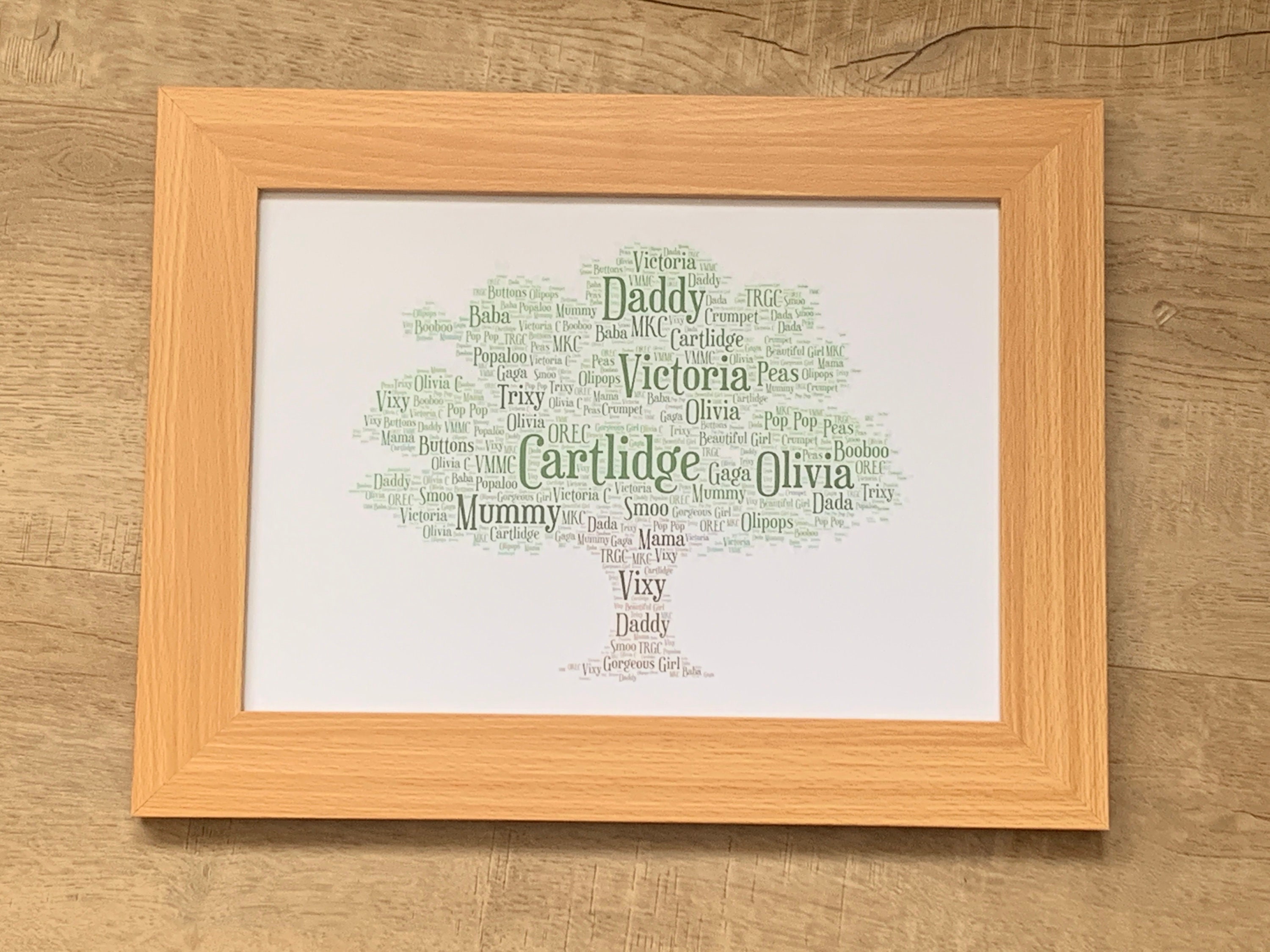 Family Tree A4 Typography Word Art, A4 Framed Print, Choice of Words ...