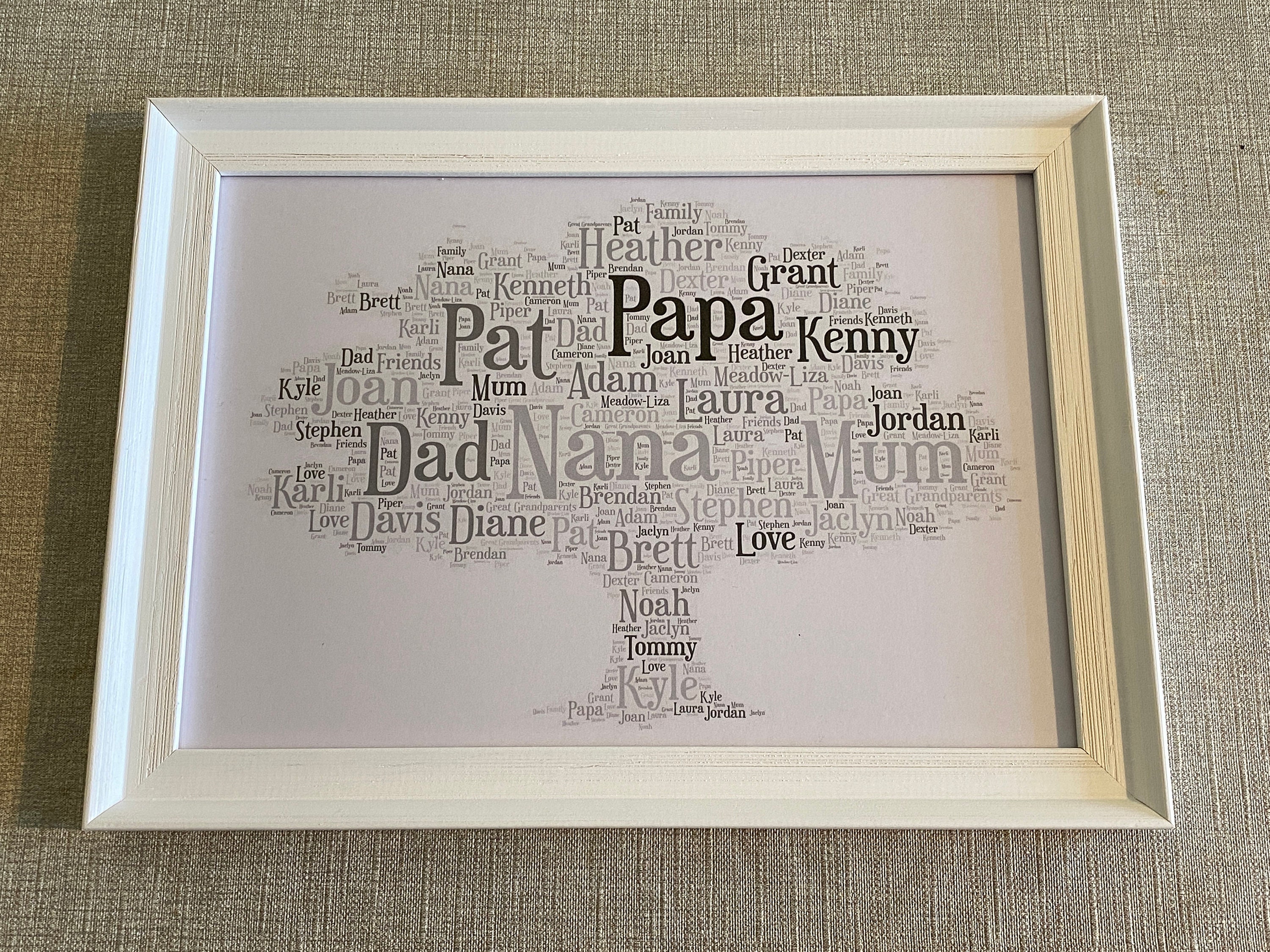Family Tree A4 Typography Word Art A4 Framed Print Choice of - Etsy
