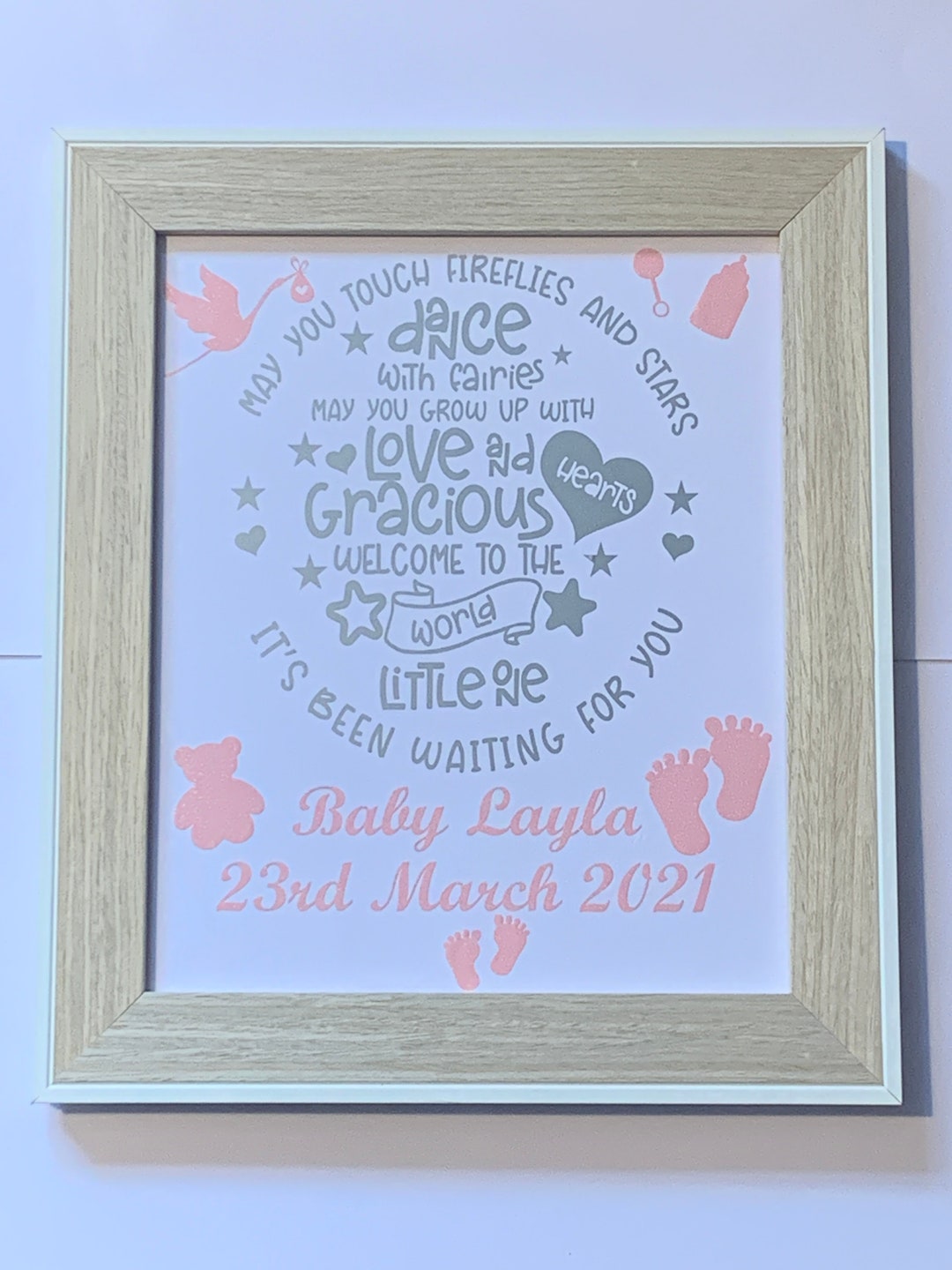 Personalised Baby Name Print, Nursery A4 Framed Vinyl Art - Etsy