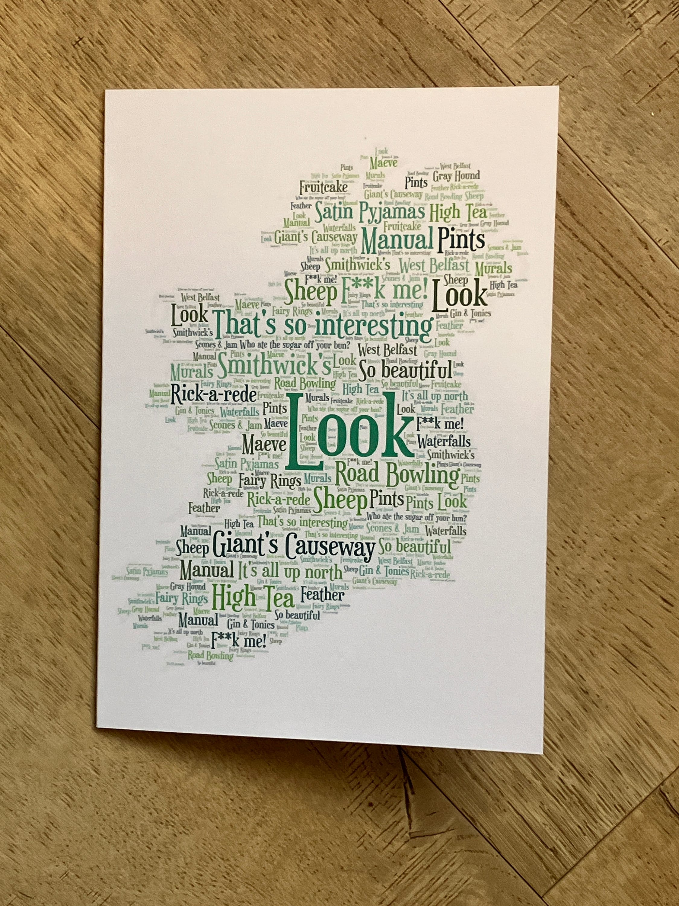 Shaped Typography Word Art A4 Personalised Card Choice of - Etsy