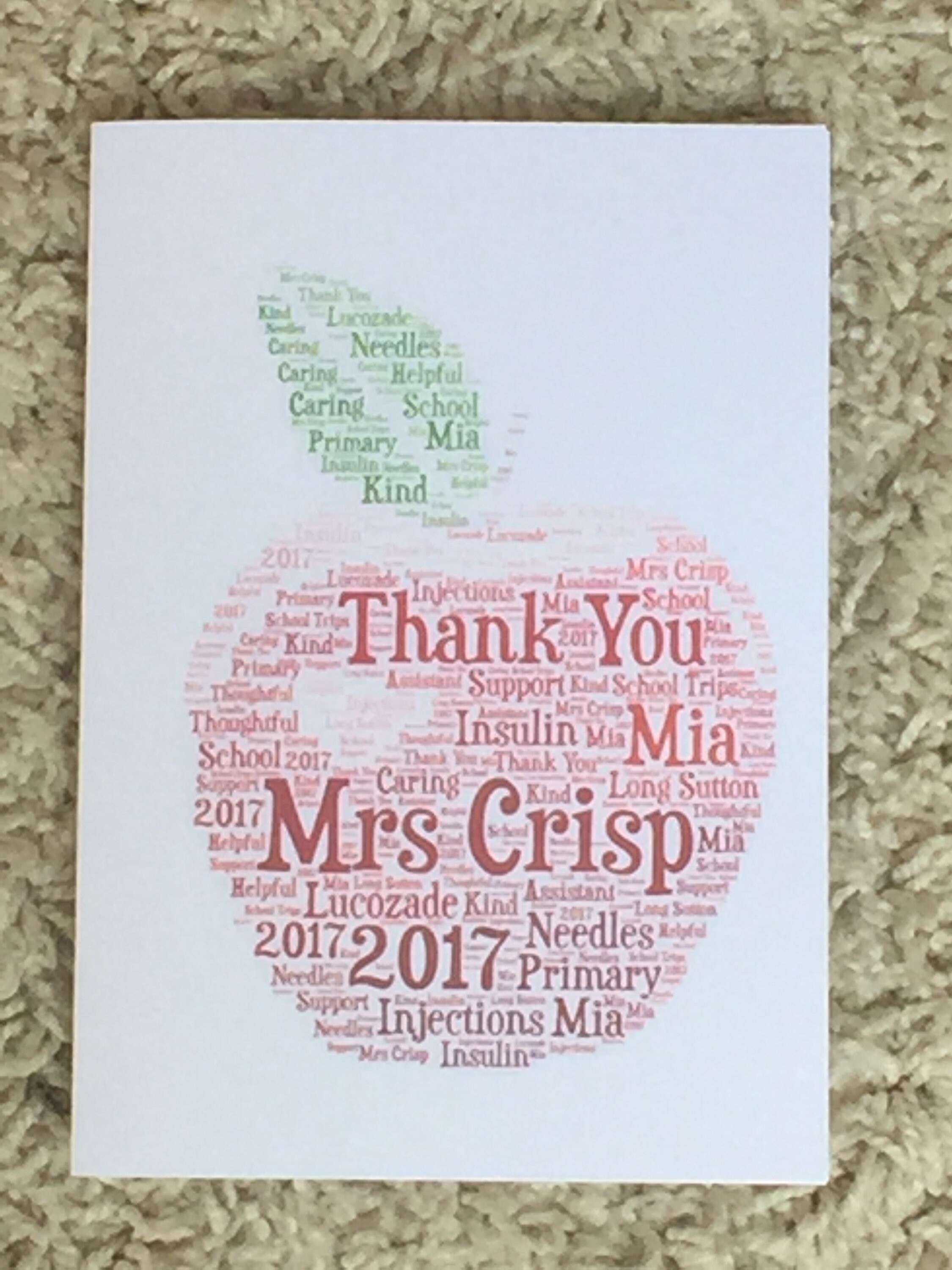 Teachers Apple A5 Personalised Typography Word Art Card, Cards for ...