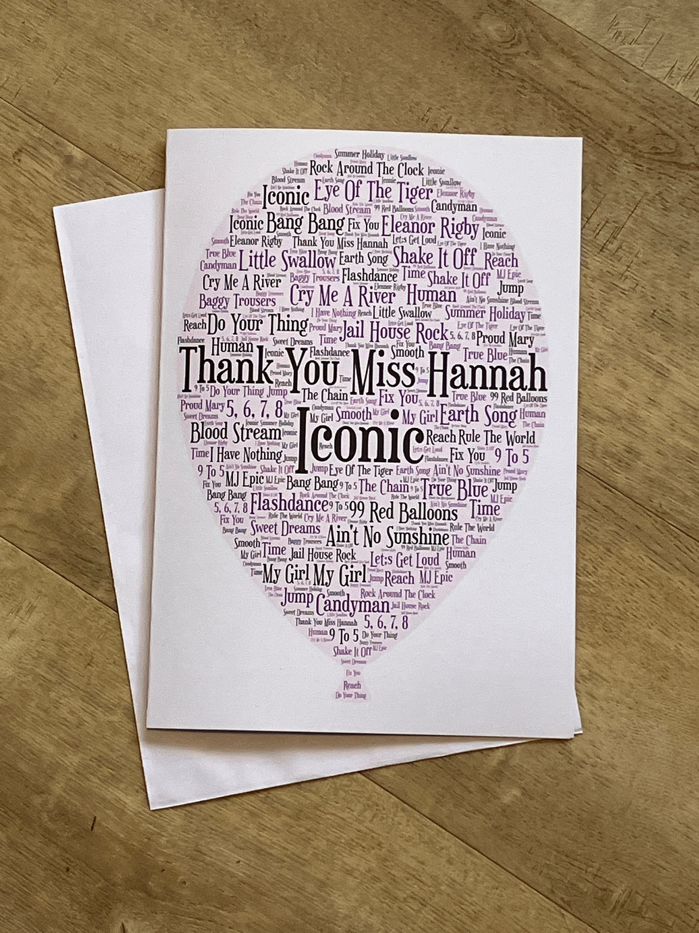 Shaped Typography Word Art A4 Personalised Card Choice of - Etsy