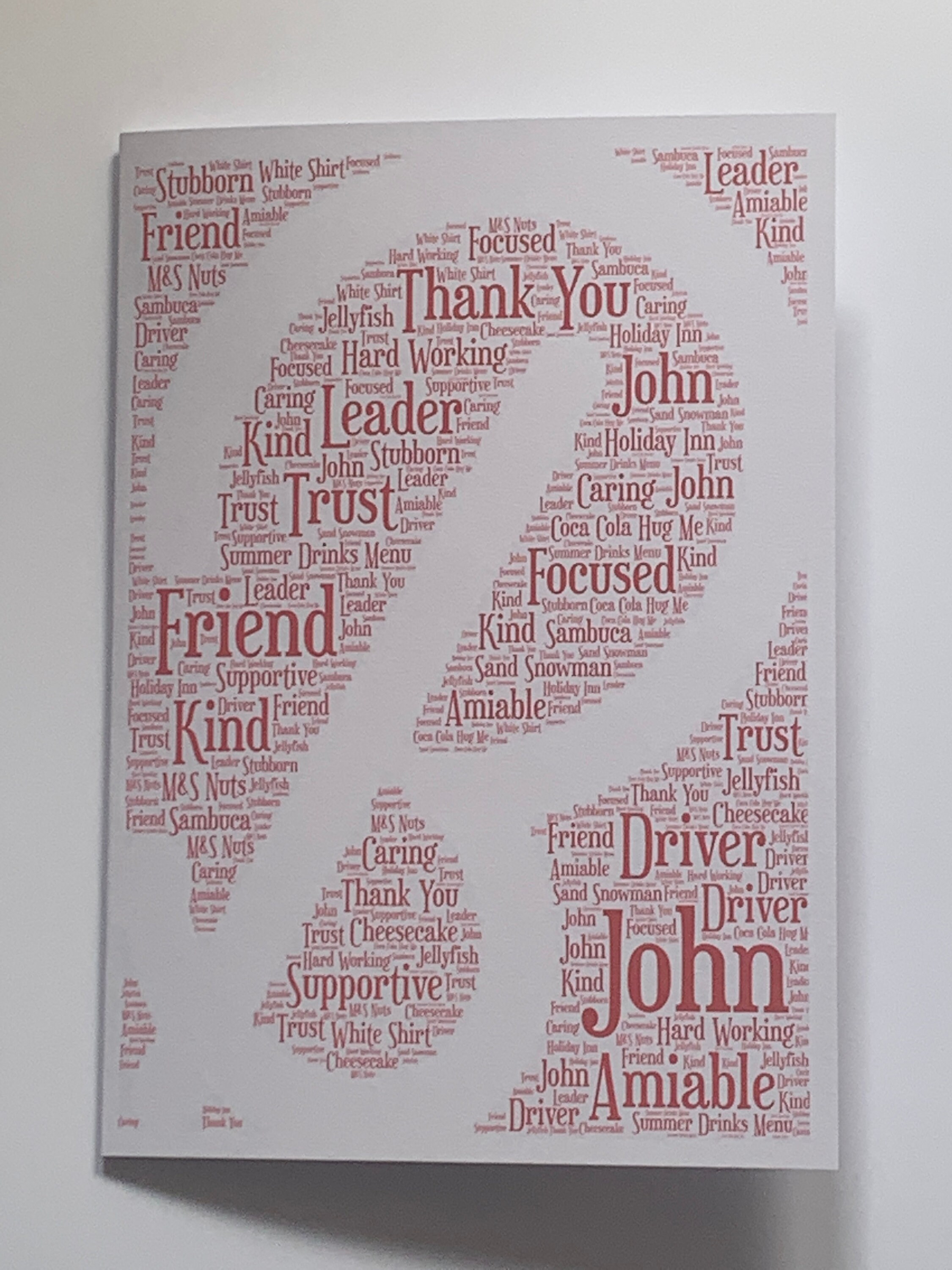 Shaped Typography Word Art A4 Personalised Card Choice of - Etsy