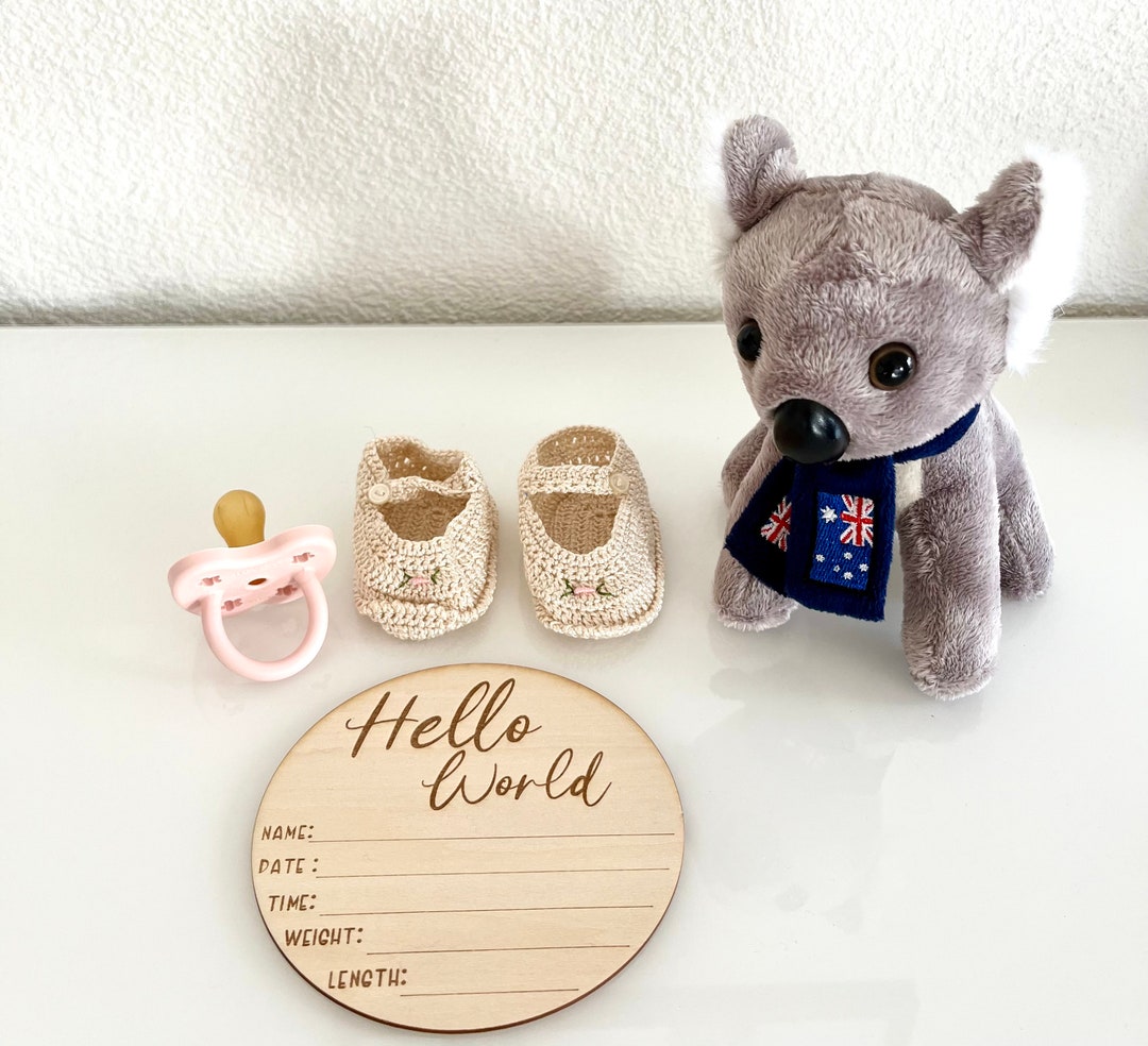 Wooden Baby Milestone Disc Set Newborn Birth Welcome to the World ...