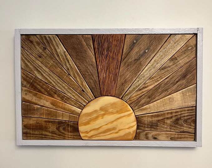 Sunrise Art, Rustic Wood Farmhouse, Wall Mural Sunset, Wall Hanging ...