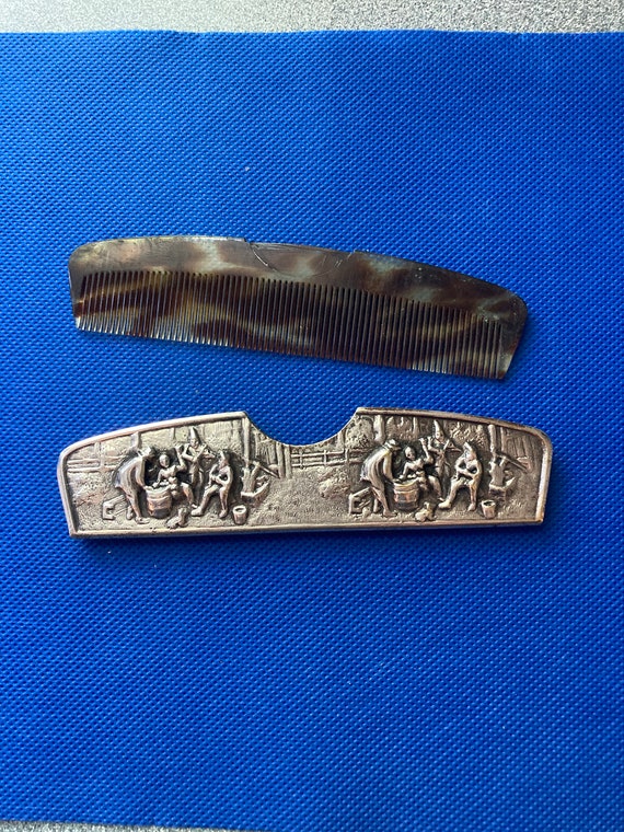 Vintage Denmark Silver Plate Tavern Scene Purse Comb and Case - Etsy
