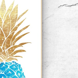 Pineapple Print Set of 3, Tropical Watercolor Painting, Kitchen Wall ...