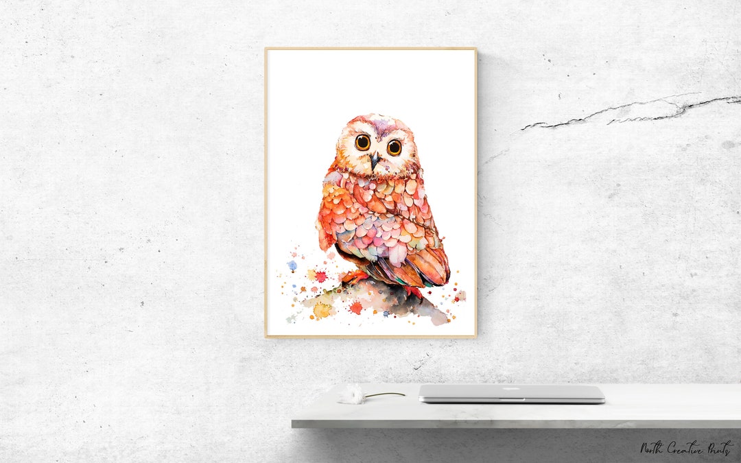 Rainbow Owl Watercolor Print: Colorful Bird Wall Art (digital Download ...