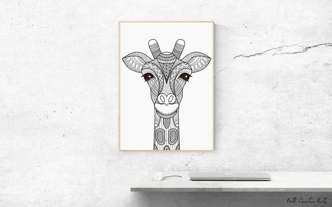 Black and White Printable Giraffe Wall Art, Animal Print, Safari Prints ...