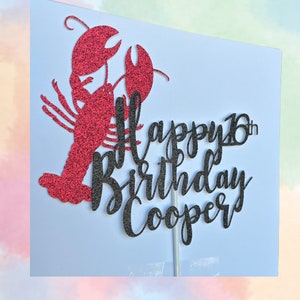 Glitter Crawfish Cake Topper, Happy Birthday, Crawfish Boil ...
