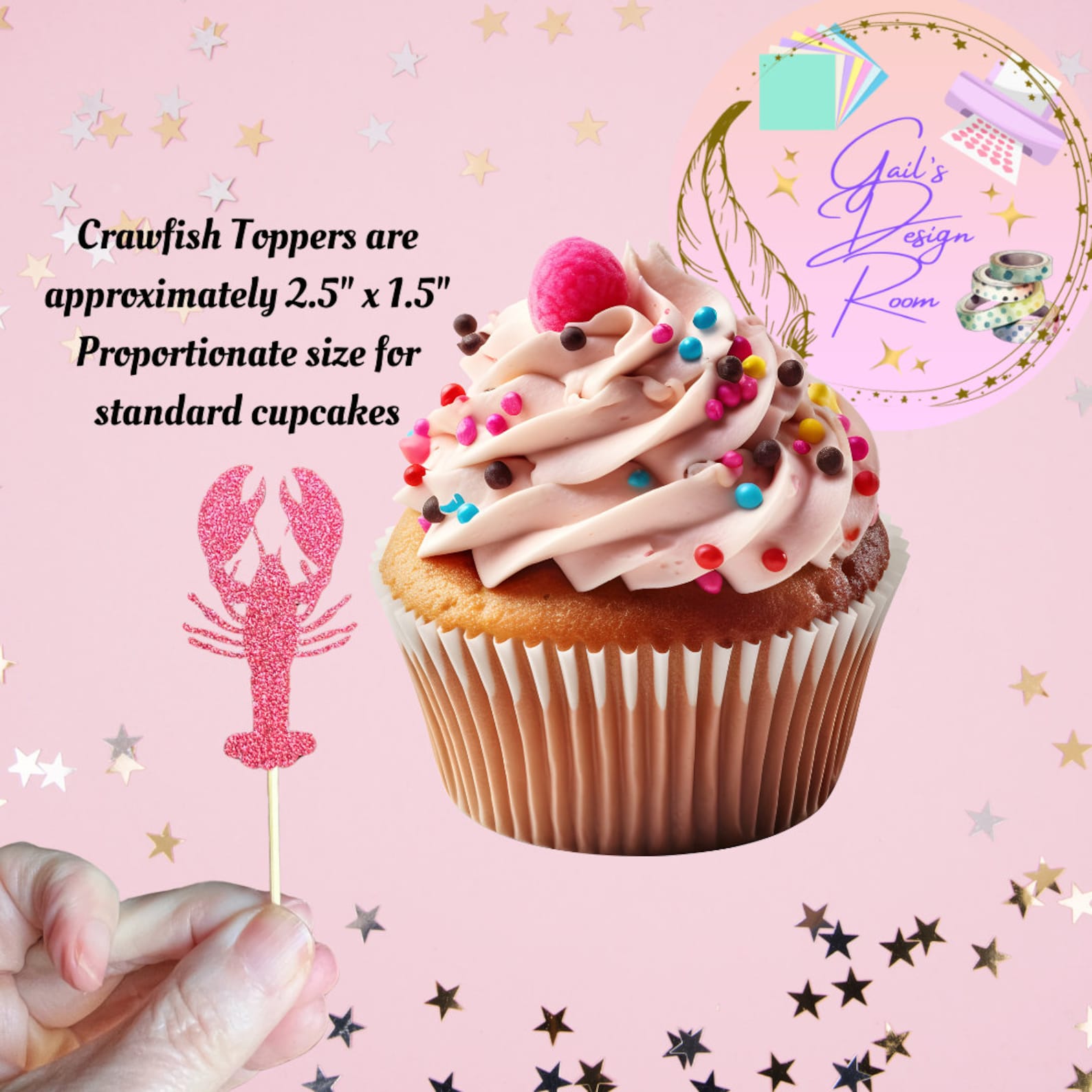 Glitter Crawfish Cake Topper, Happy Birthday, Crawfish Boil ...